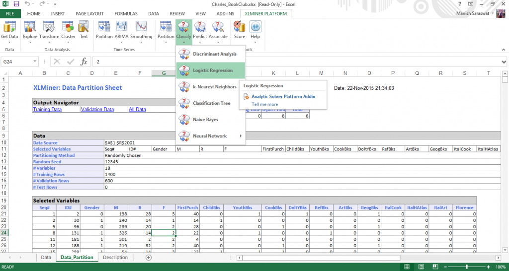 Getting started with Machine Learning | XLMiner MS Excel
